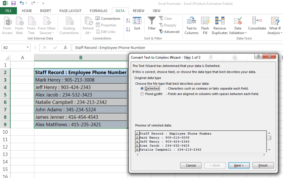 Text to column function in Microsoft Excel | Commerce Curve
